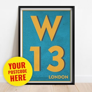 Custom Personalised Postcode Print - Typography Print - Your Home in ...