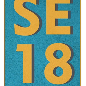 SE18 ( Woolwich / Plumstead ) London Postcode Typography Print - Giclée ...
