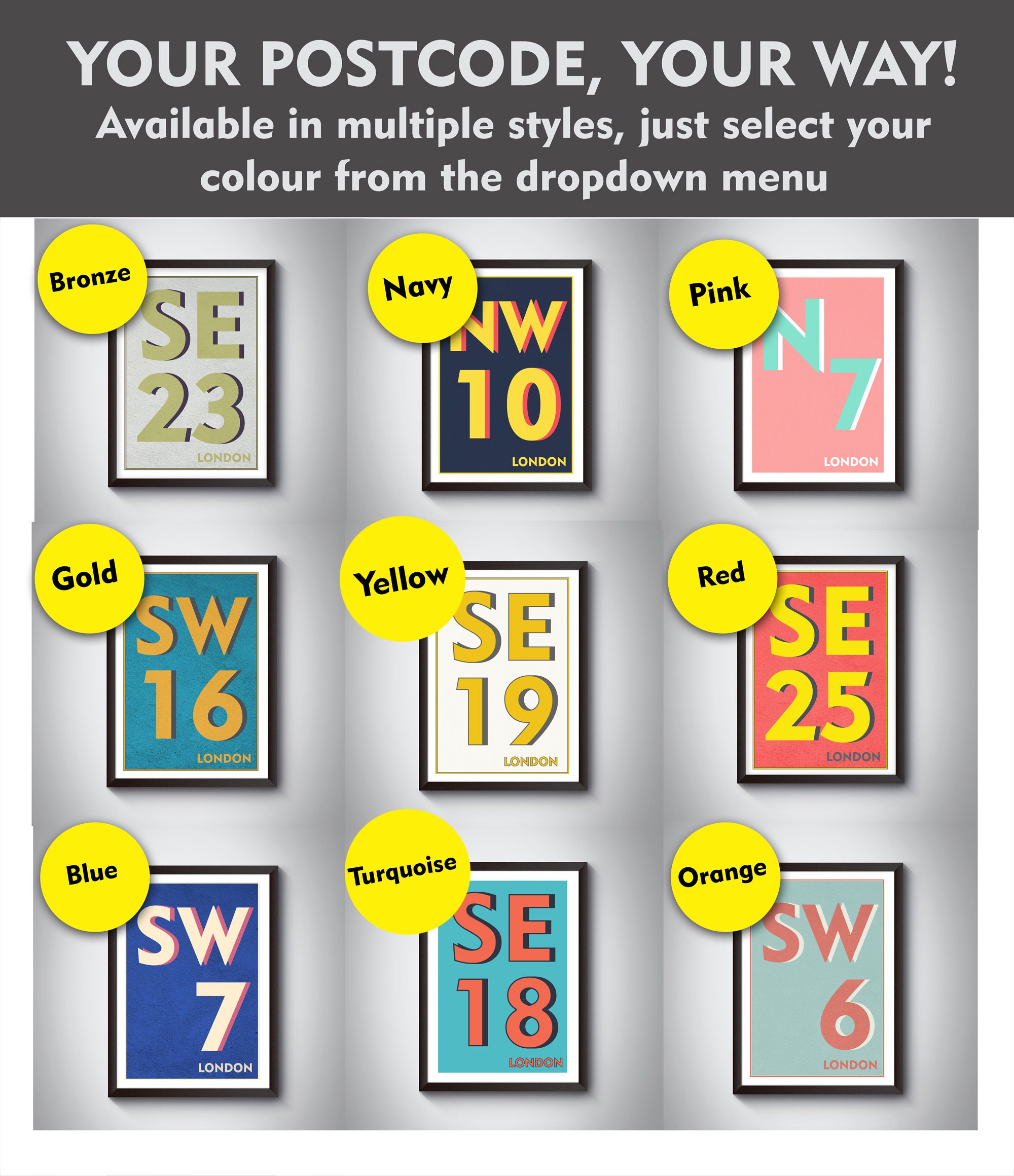 SE11 Kennington / Lambeth London Postcode Typography Print | Etsy