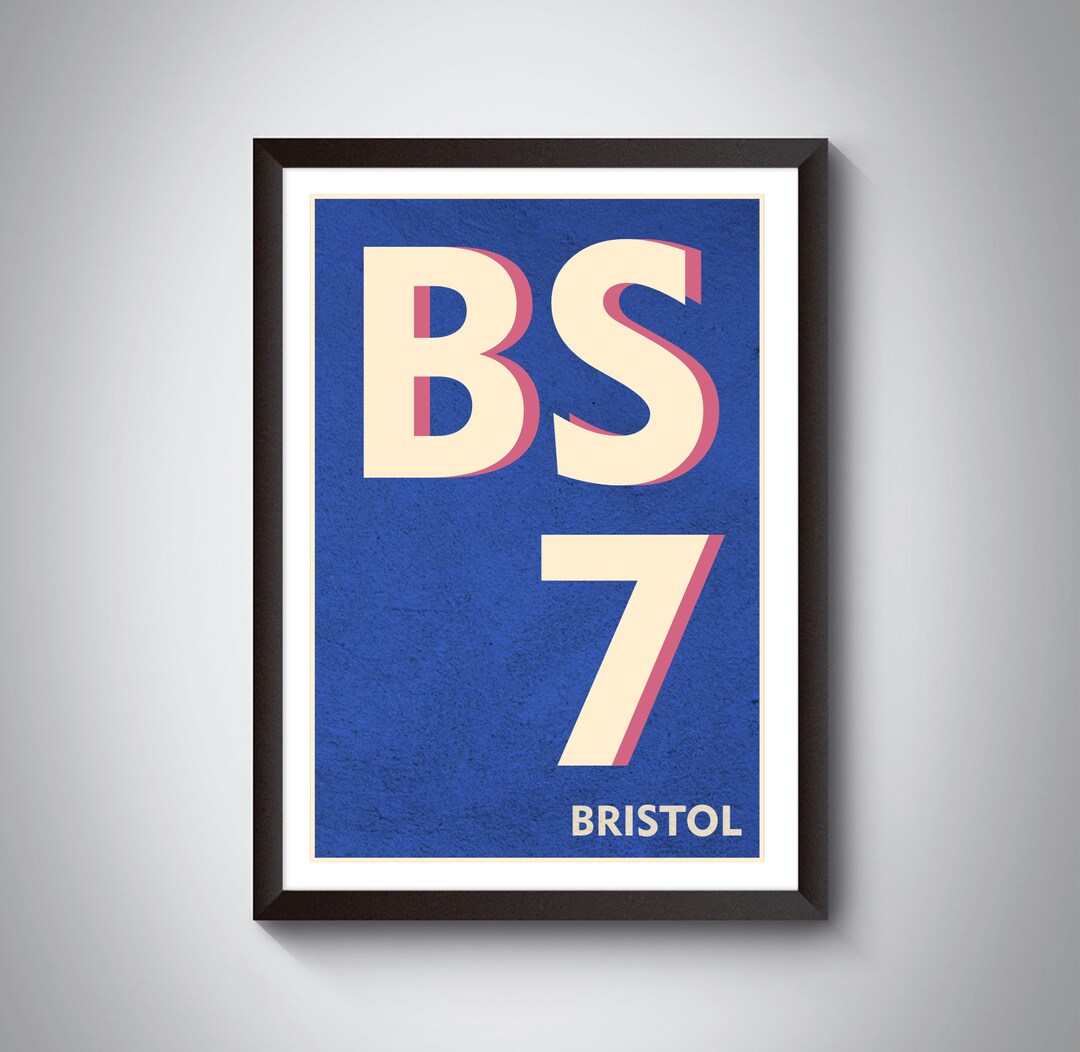 BS BRISTOL Postcode Print. Custom Personalised Postcode Typography Art ...