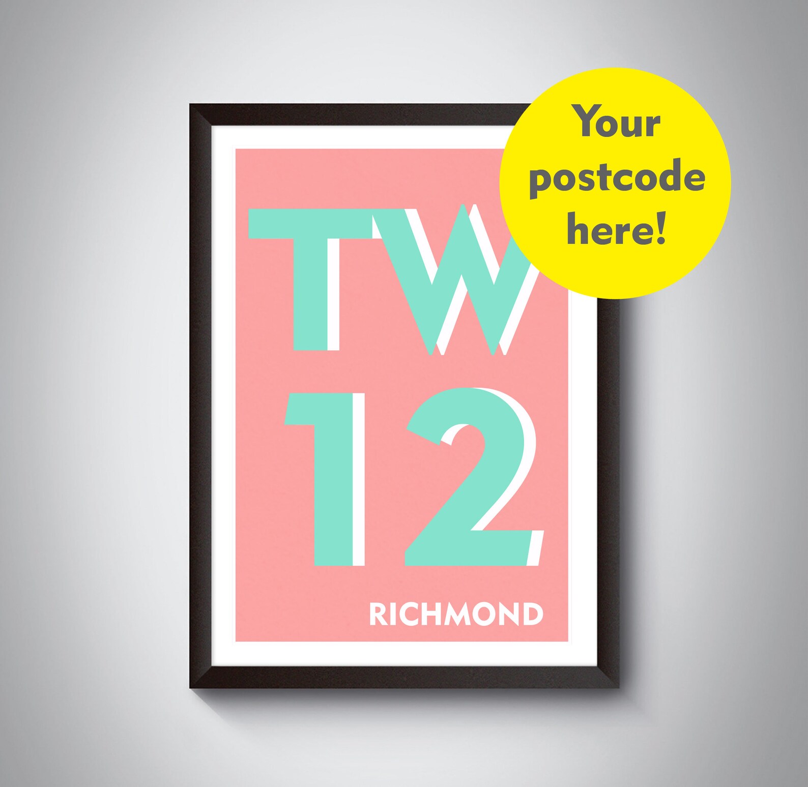 Custom Personalised Postcode Print Typography Print Your - Etsy UK