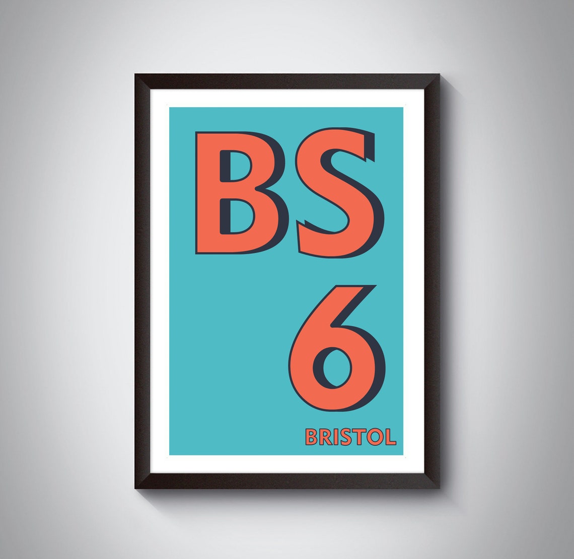 BS BRISTOL Postcode Print. Custom Personalised Postcode Typography Art ...