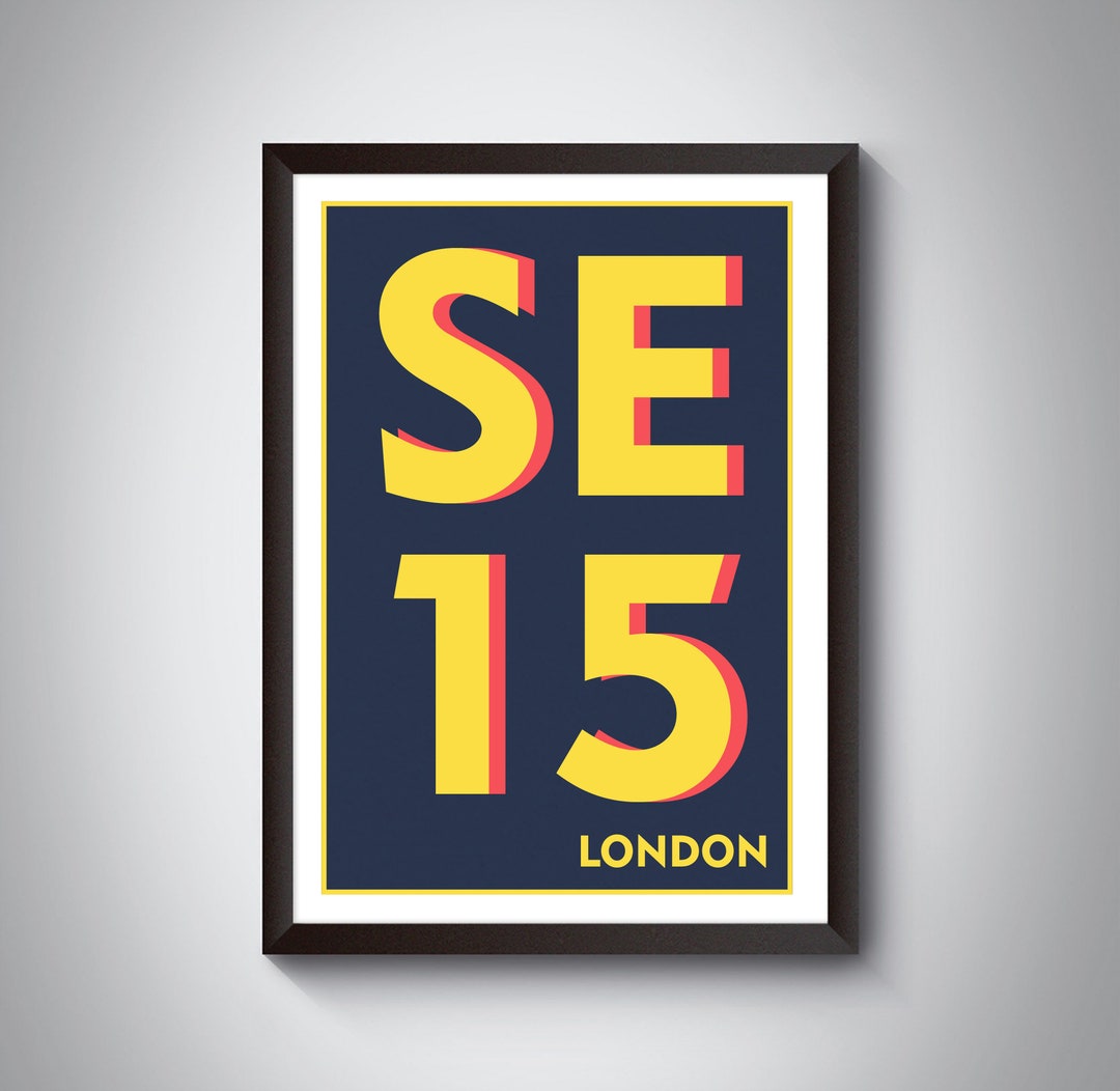 SE15 Peckham / Nunhead Londen Postcode Typografie Print - Etsy Nederland