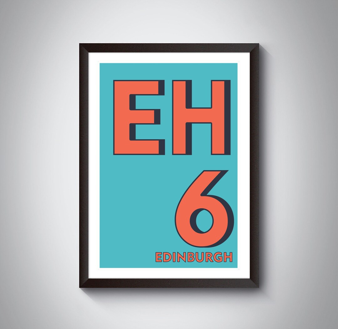 EH EDINBURGH Postcode Print. Custom Personalised Postcode Typography ...