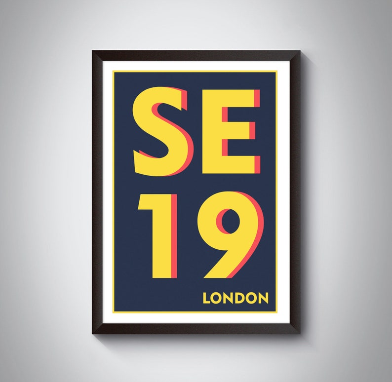 SE19 Crystal Palace London Postcode Typography Print Giclée - Etsy UK