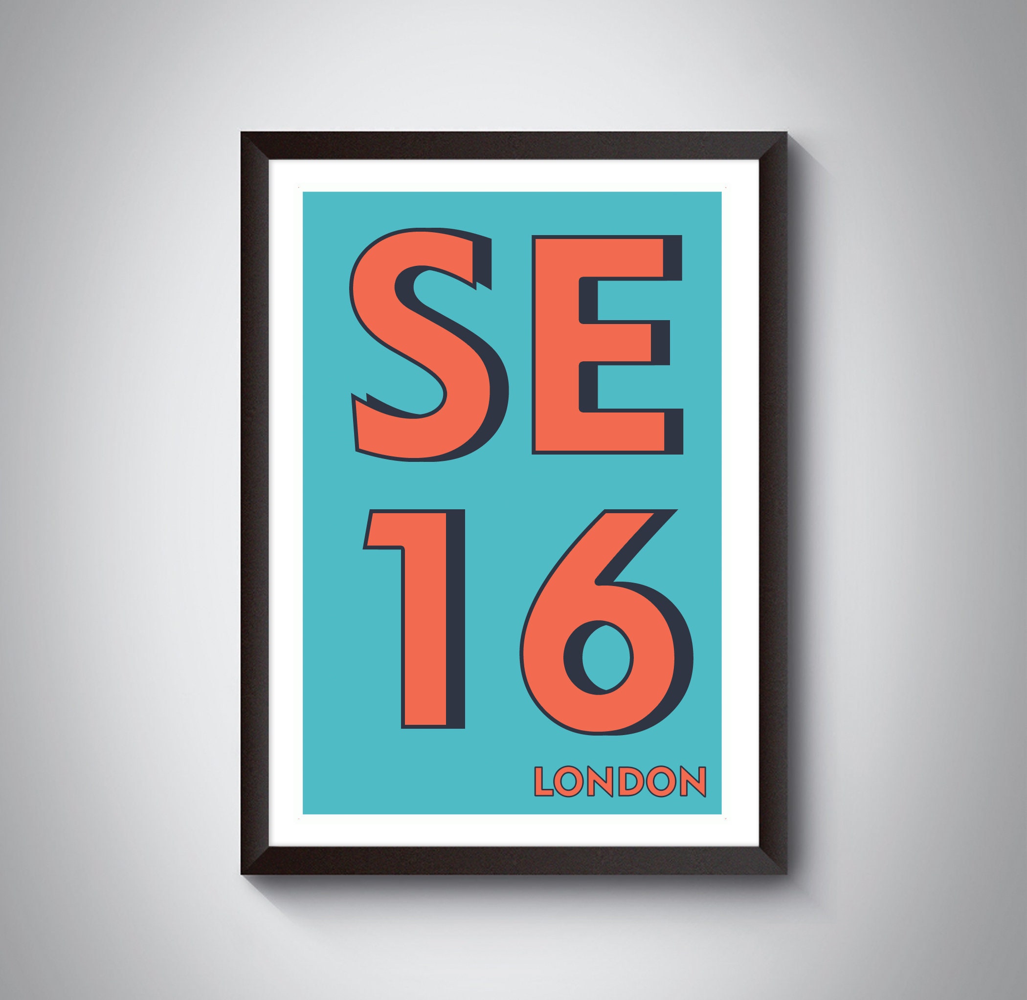 SE16 bermondsey / Rotherhithe London Postcode Typography - Etsy