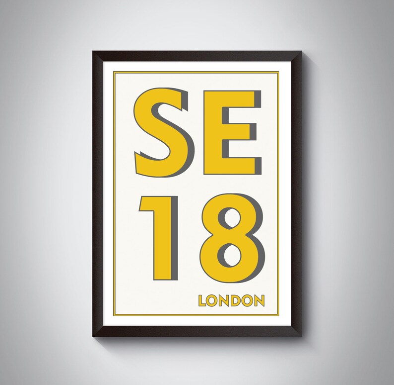 SE18 ( Woolwich / Plumstead ) London Postcode Typography Print - Giclée ...