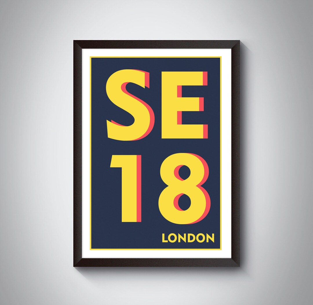 SE18 ( Woolwich / Plumstead ) London Postcode Typography Print - Giclée ...