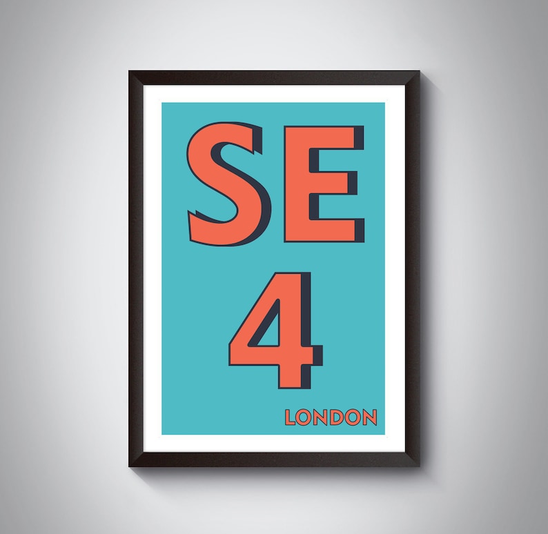 SE4 brockley London Postcode Typography Print Giclée Art - Etsy UK