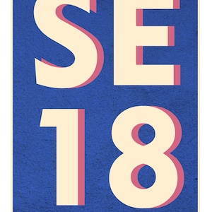 SE18 ( Woolwich / Plumstead ) London Postcode Typography Print - Giclée ...