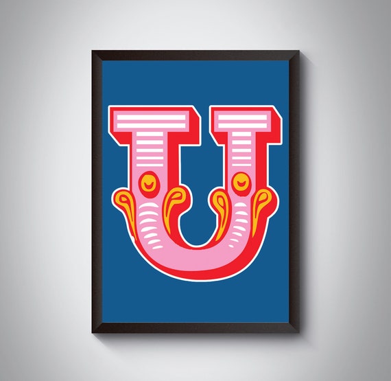 Blue Circus Letters U