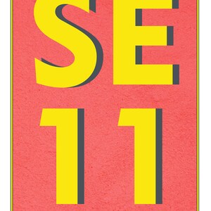 SE11 (kennington / Lambeth) London Postcode Typography Print - Giclée ...