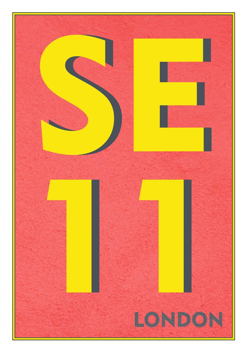 SE11 kennington / Lambeth London Postcode Typography Print - Etsy UK