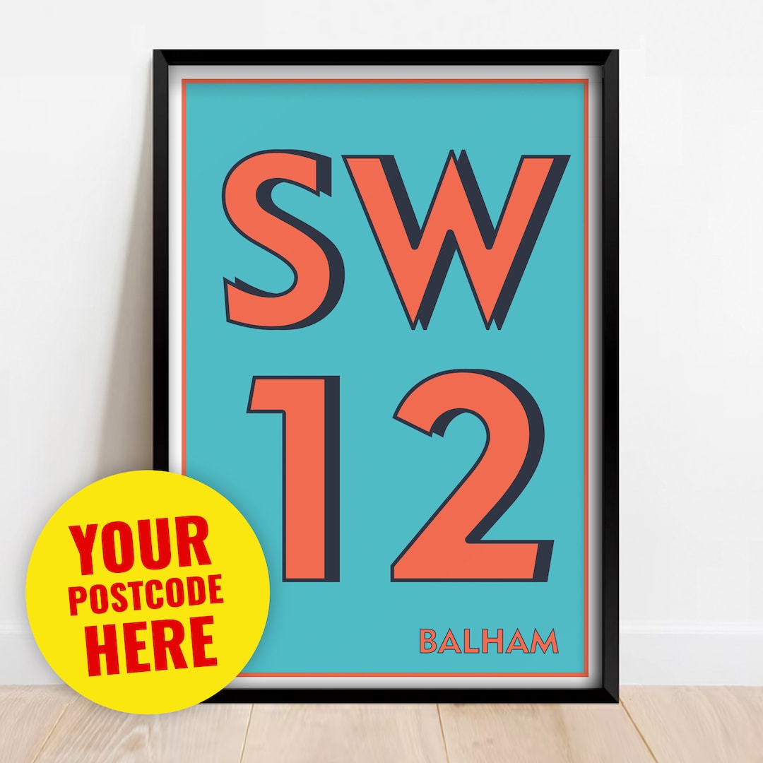 Custom Personalised Postcode Print - Typography Print - Your Home in ...