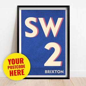 Custom Personalised Postcode Print - Typography Print - Your Home in ...