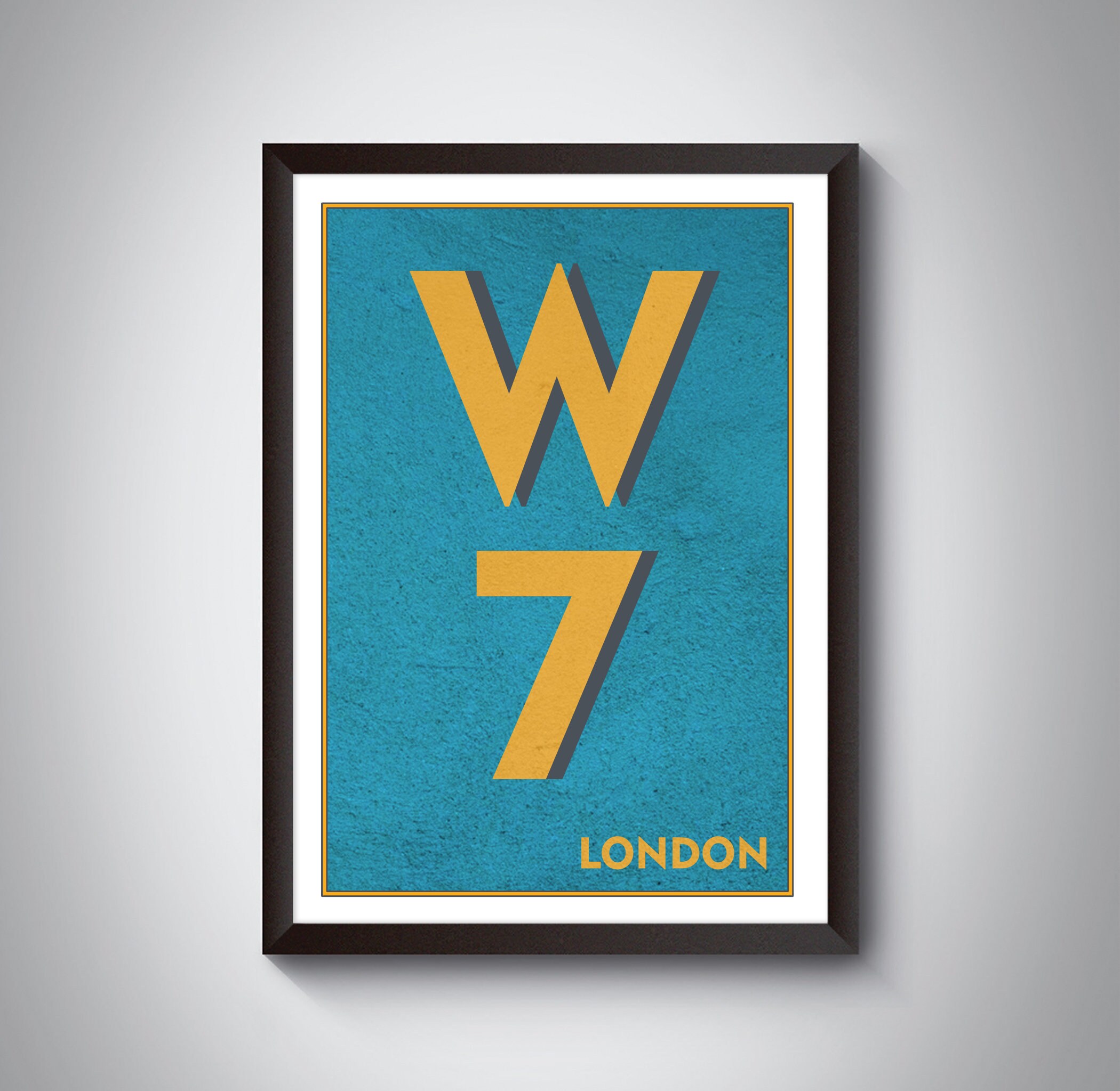 W7 Hanwell Ealing London Print. Postcode Typography Art - Etsy Australia