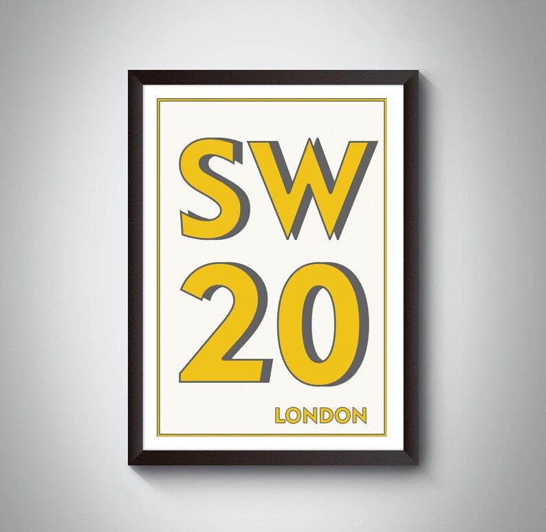 SW20 Wimbledon & Raynes Park London Print Postcode - Etsy UK