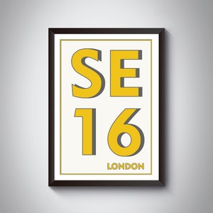 SE16 | Bermondsey / Rotherhithe, London Postcode Typography Print ...