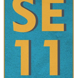 SE11 (kennington / Lambeth) London Postcode Typography Print - Giclée ...