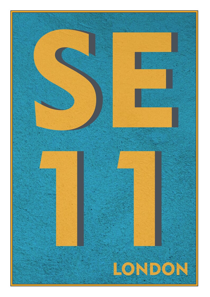 SE11 kennington / Lambeth London Postcode Typography Print - Etsy UK