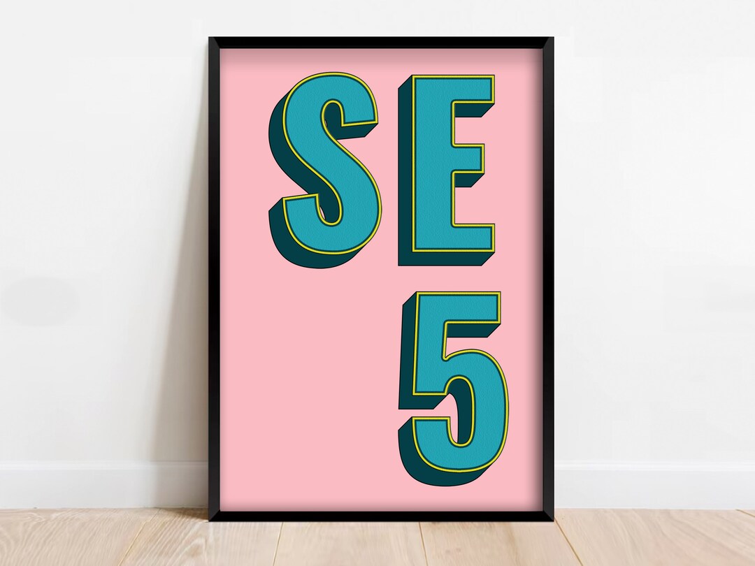 SE5 (camberwell) London Postcode Print | Personalised Housewarming Gift ...