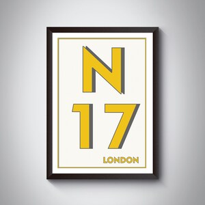 N17 (tottenham) London Postcode Typography Print - Giclée Art Print ...