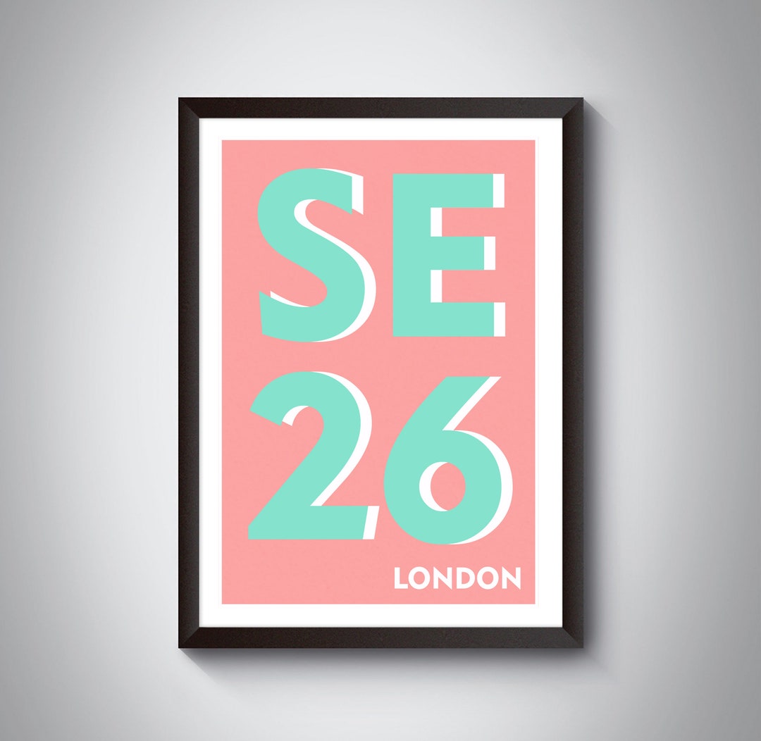 SE26 (sydenham) London Postcode Typography Print - Giclée Art Print ...