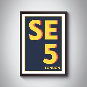SE5 (camberwell) London Postcode Typography Print - Giclée Art Print ...