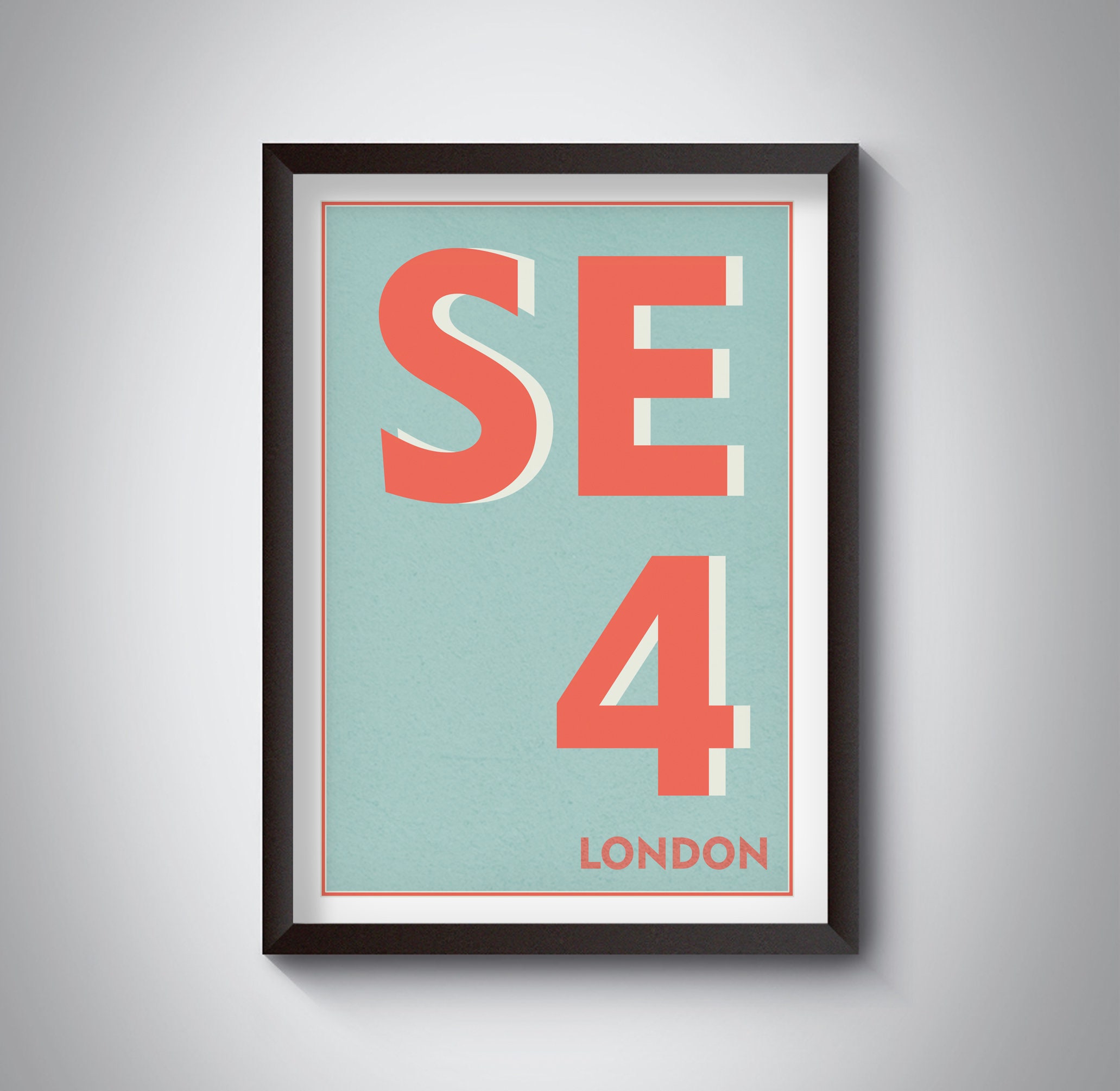 SE4 Brockley London Postcode Typography Print Giclée Art | Etsy