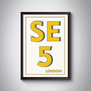 SE5 (camberwell) London Postcode Typography Print - Giclée Art Print ...