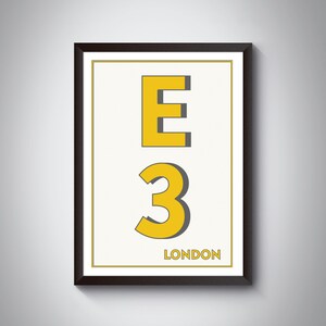 E3 (tower Hamlets, Newham ) London Postcode Typography Print - Giclée ...