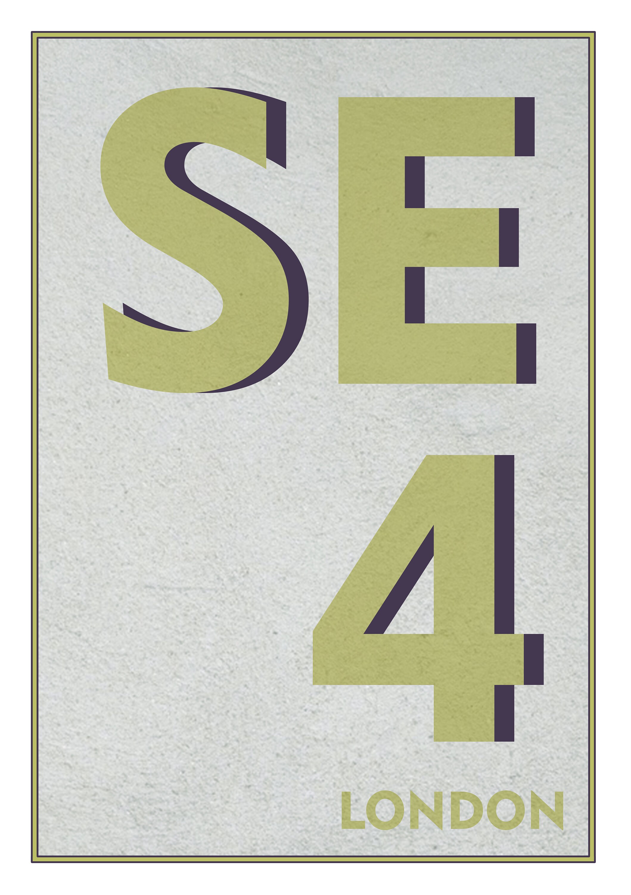 SE4 Brockley London Postcode Typography Print Giclée Art | Etsy