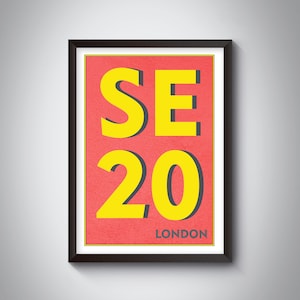 SE20 ( Penge / Anerley ) London Postcode Typography Print - Giclée Art ...