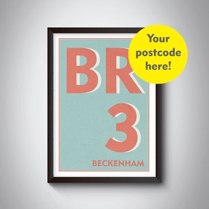 Custom Personalised Postcode Print Typography Print Your Home in the ...