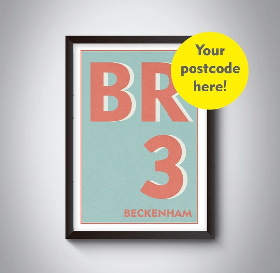 Custom Personalised Postcode Print Typography Print Your - Etsy UK
