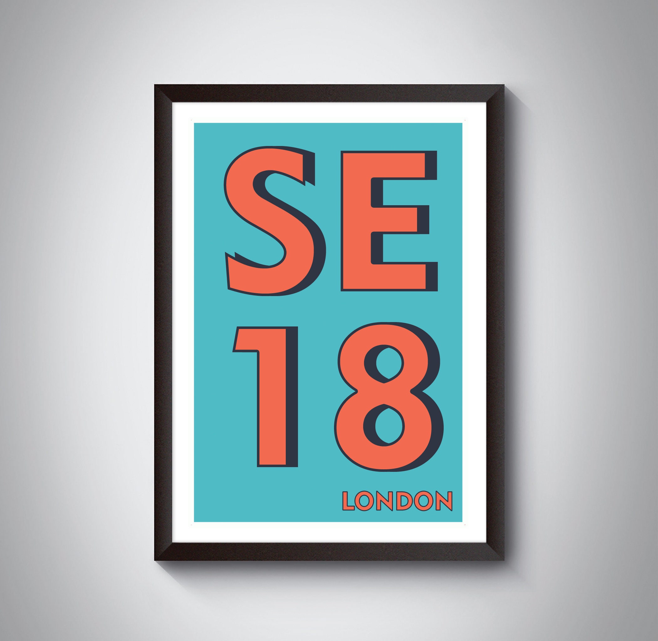 SE18 Woolwich / Plumstead London Postcode Typography Print | Etsy UK