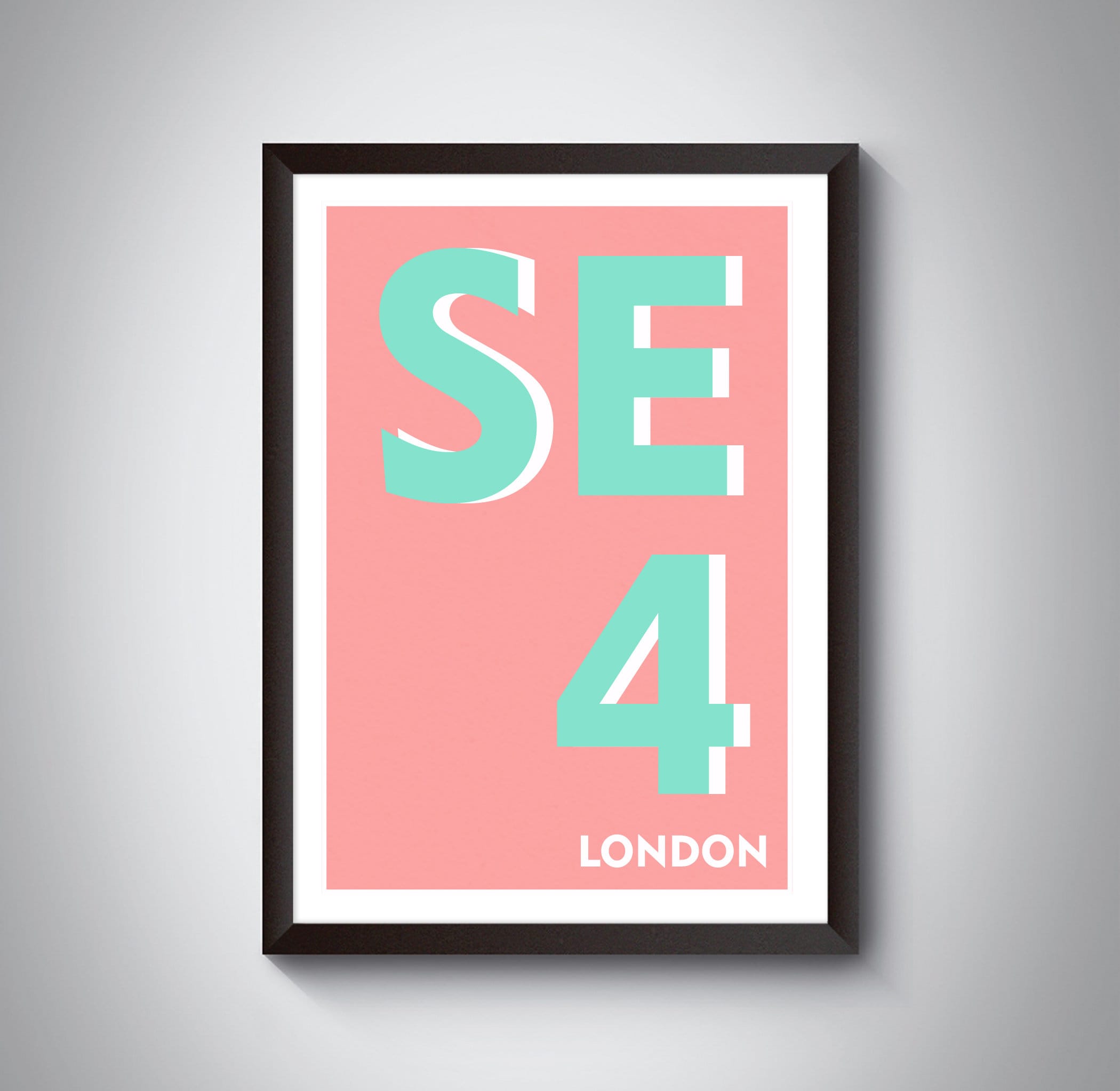 SE4 Brockley London Postcode Typography Print Giclée Art | Etsy