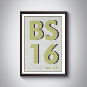 BS BRISTOL Postcode Print. Custom Personalised Postcode Typography Art ...