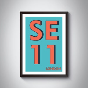SE11 (kennington / Lambeth) London Postcode Typography Print - Giclée ...