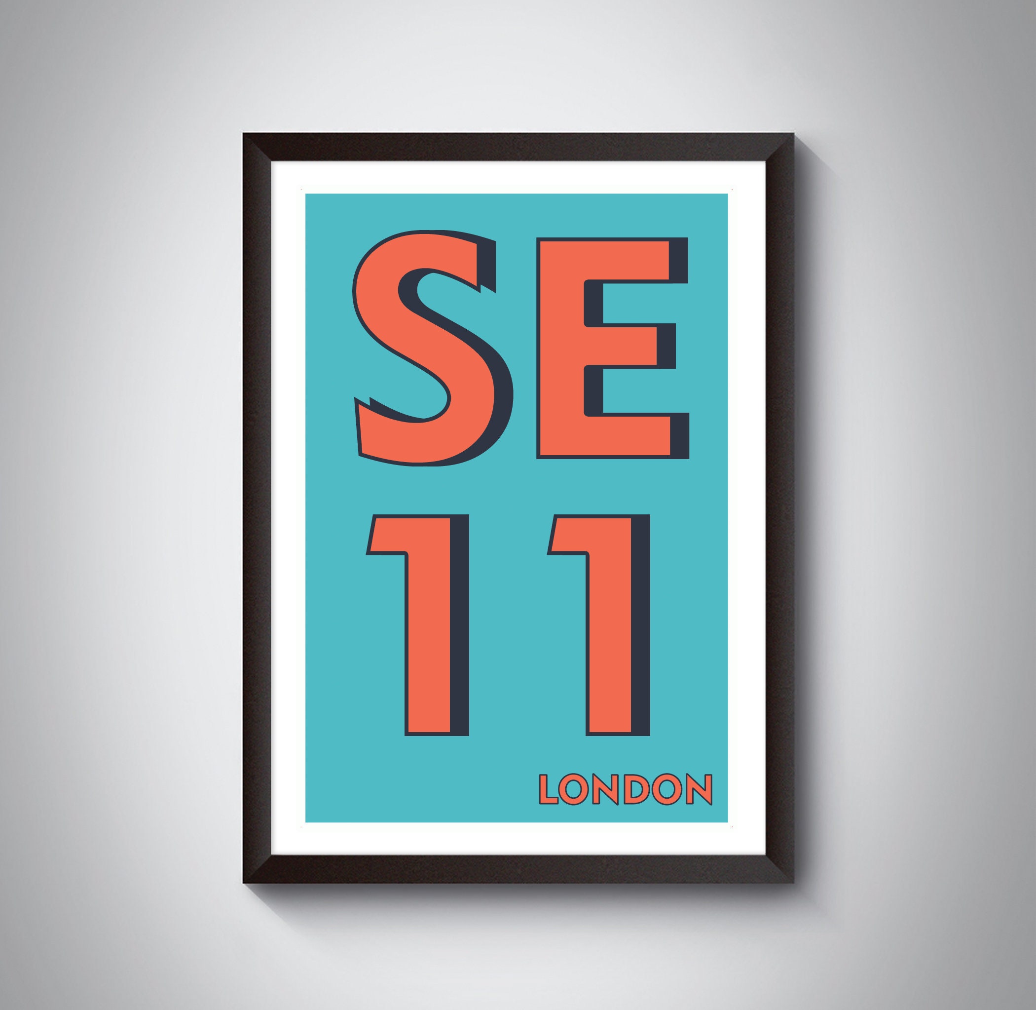 SE11 kennington / Lambeth London Postcode Typography Print - Etsy UK