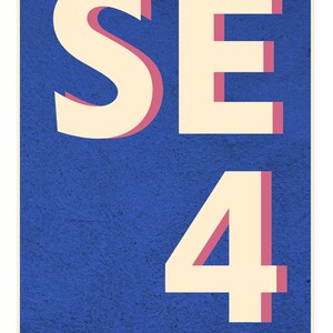 SE4 (brockley) London Postcode Typography Print - Giclée Art Print ...