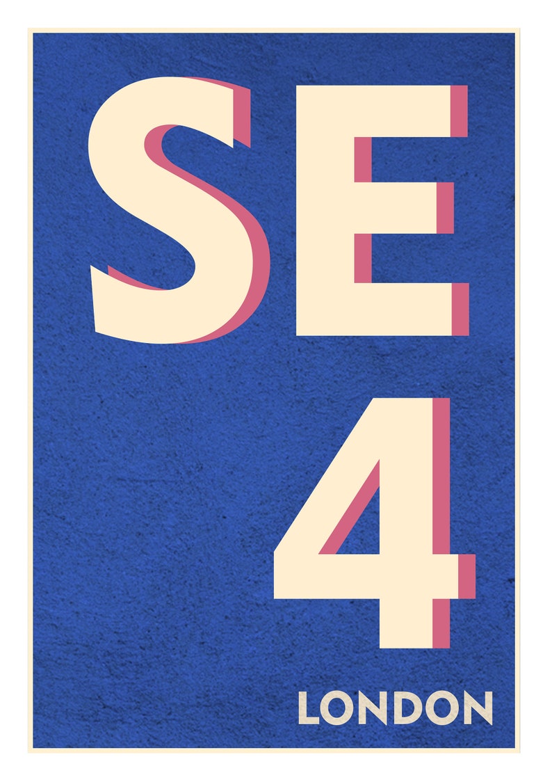 SE4 brockley London Postcode Typography Print Giclée Art - Etsy UK