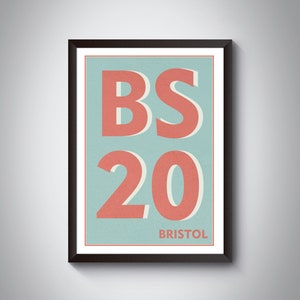 BS BRISTOL Postcode Print. Custom Personalised Postcode Typography Art ...