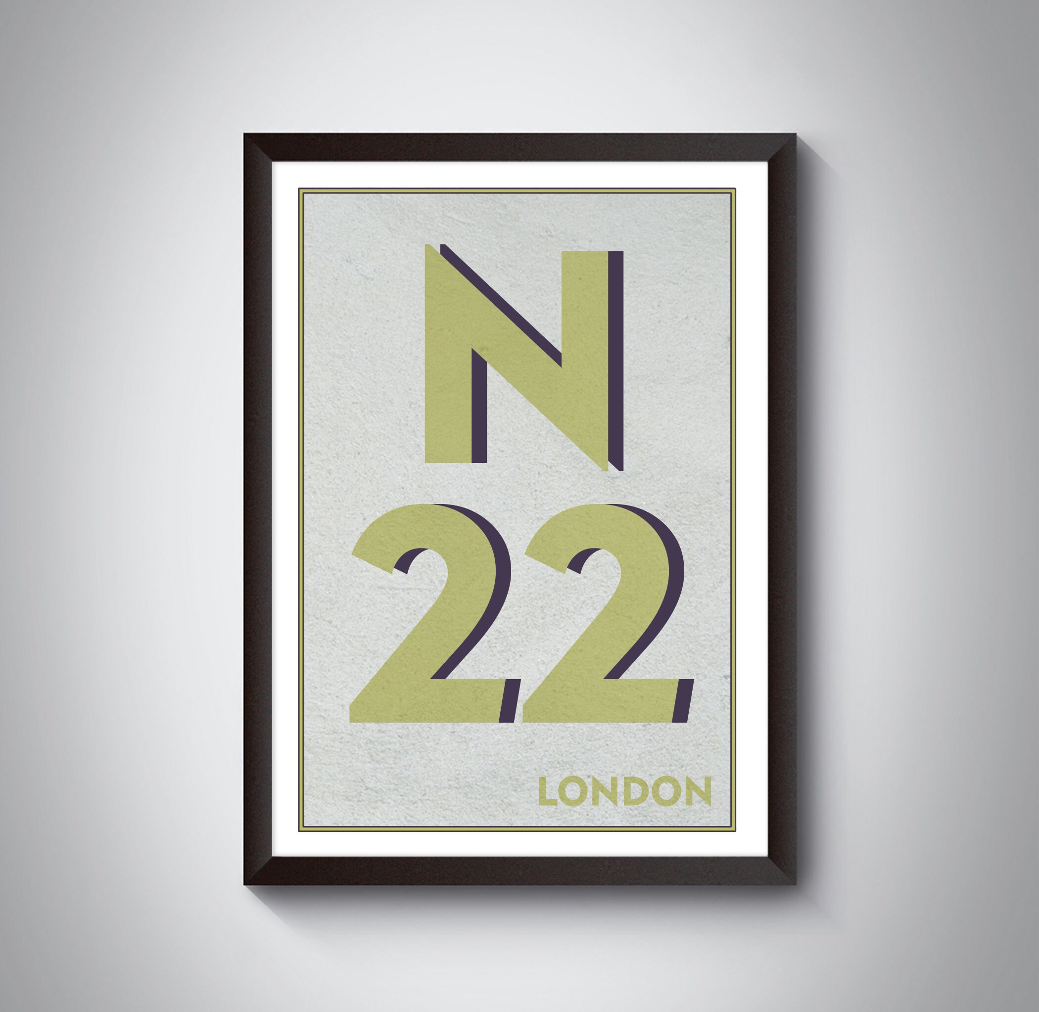 N22 haringey Enfield London Postcode Typography Print - Etsy UK