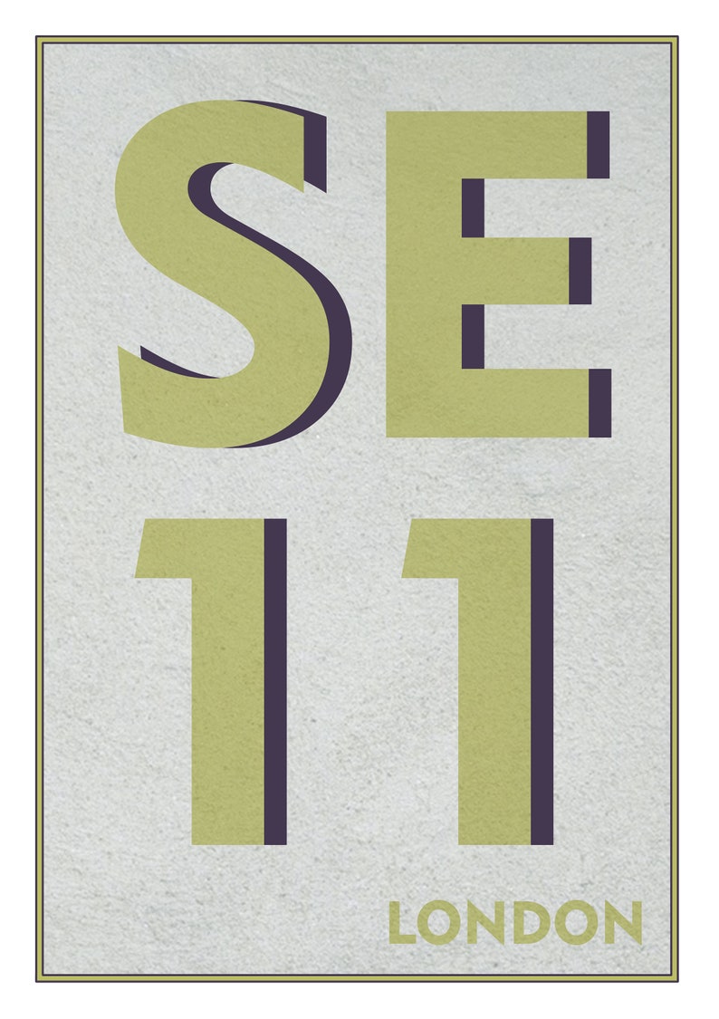 SE11 kennington / Lambeth London Postcode Typography Print - Etsy UK