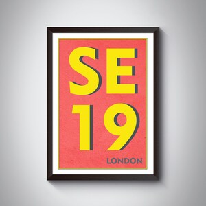SE19 Crystal Palace London Postcode Typography Print - Giclée Art Print ...