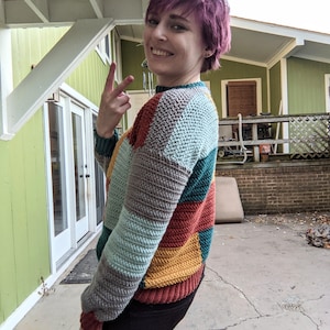Ary Color Block Sweater Crochet Pattern - Etsy