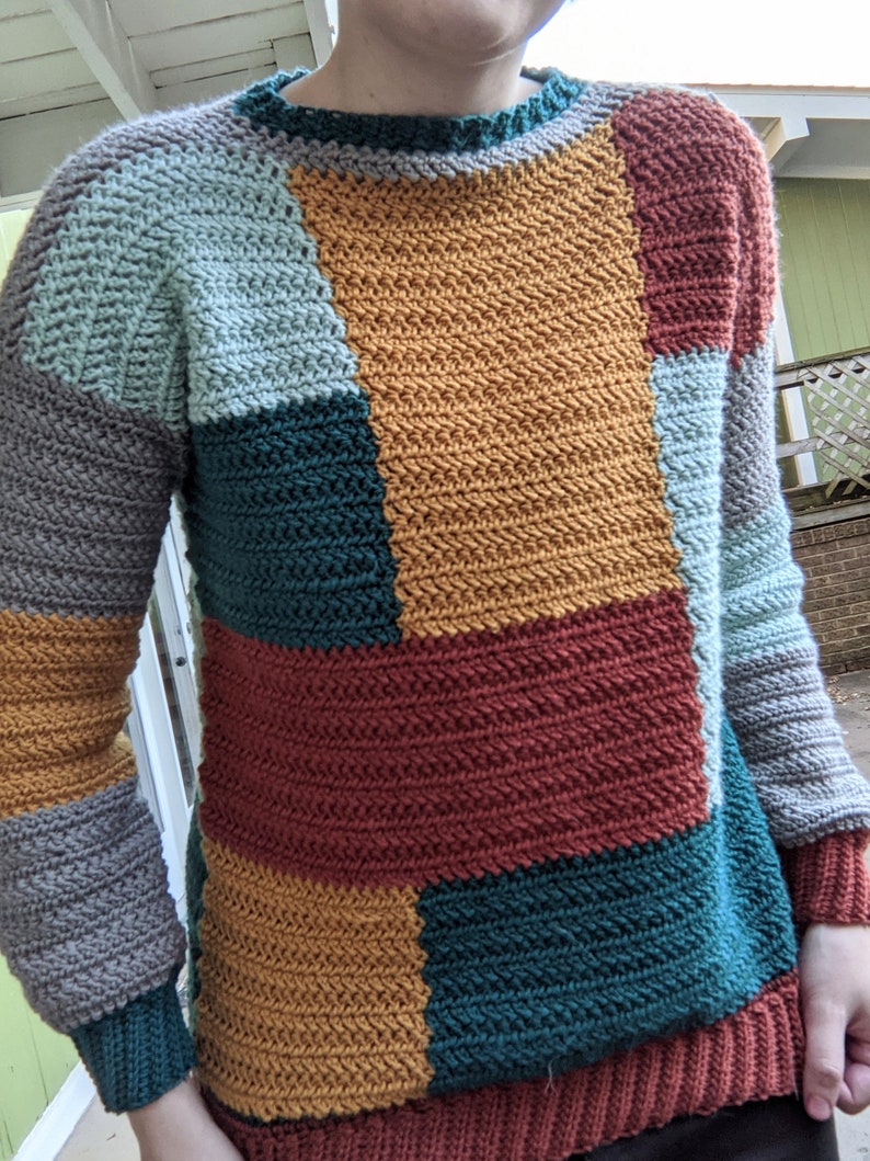 Ary Color Block Sweater Crochet Pattern - Etsy