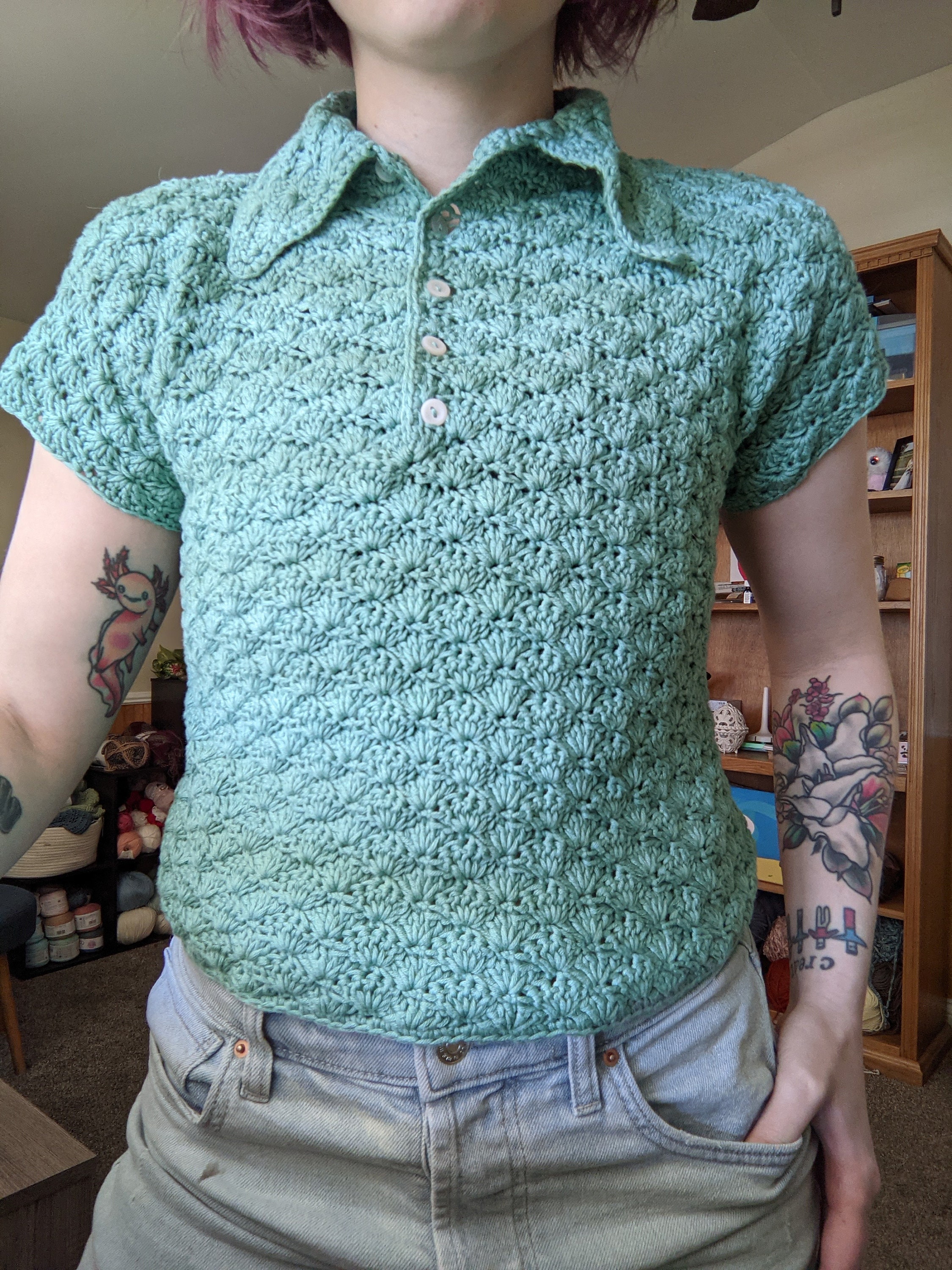 Avery Crochet Button up Polo Pattern - Etsy