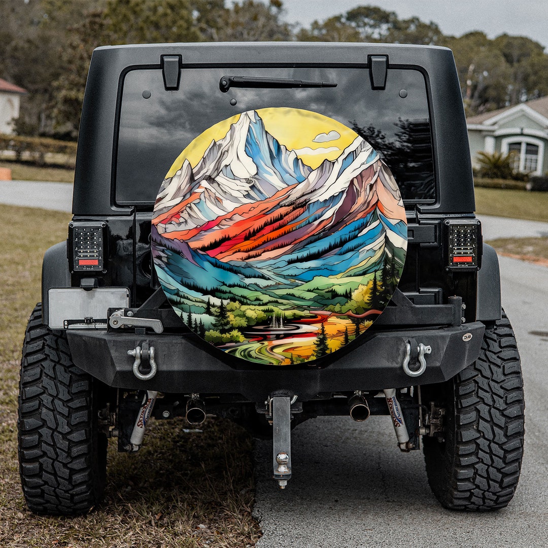 Mountain Landscape Beautiful Spare Tire Cover, Custom Personalized Tire ...